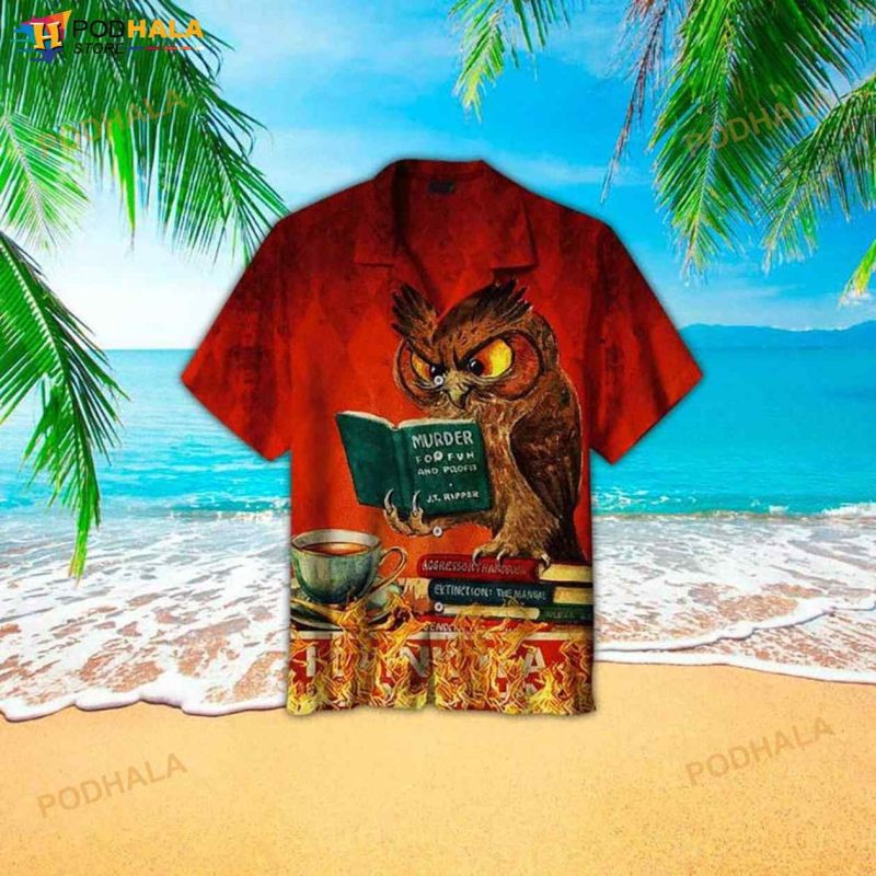 Owls Reading Book Red Aloha 3D Funny Hawaiian Shirt - Hot Sale 2026